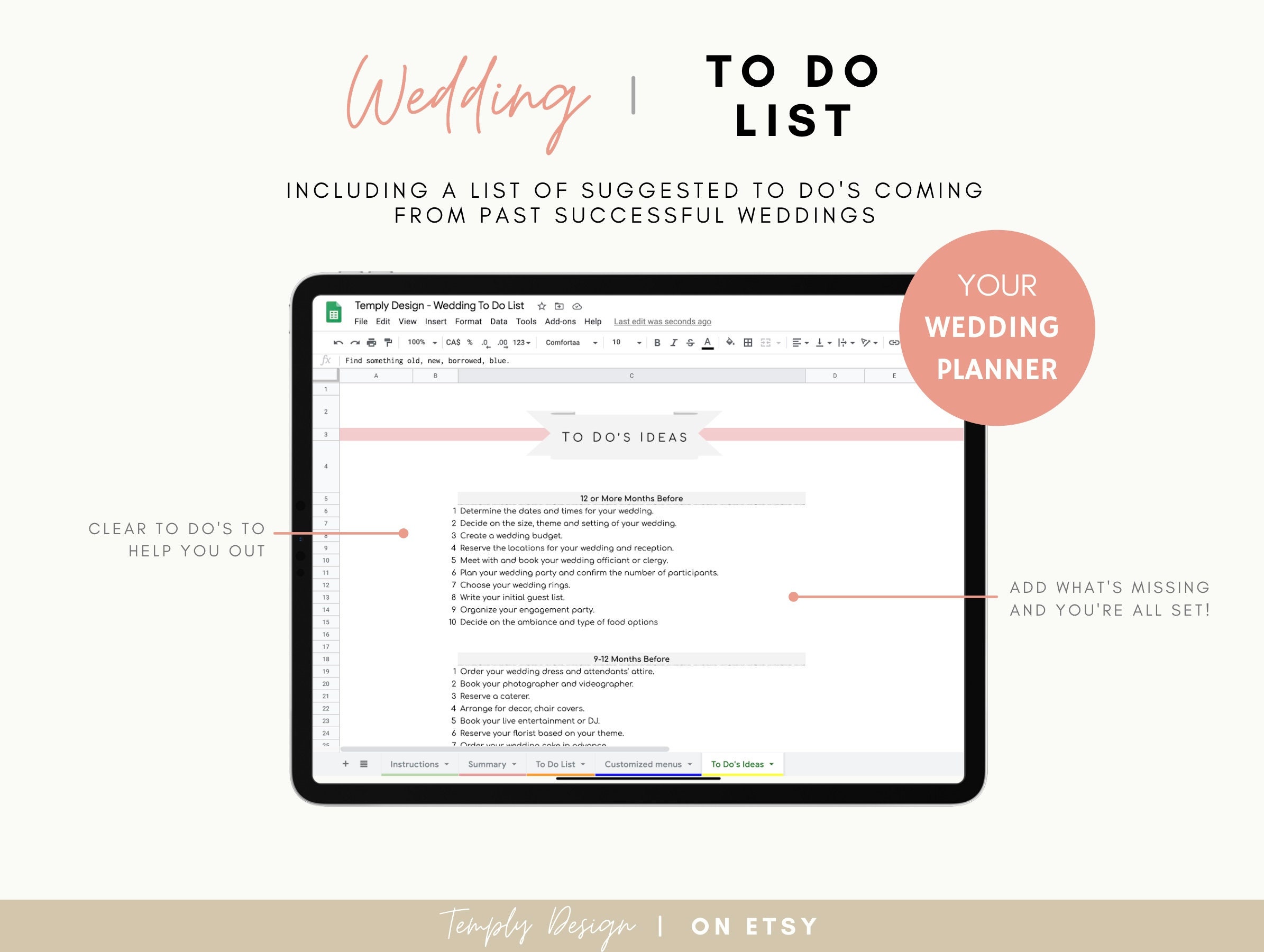 Wedding to Do List, Wedding Tasks Planner, Wedding Organizer, Wedding ...