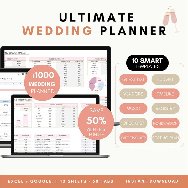 Excel Wedding Planner - Etsy