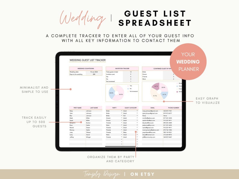Wedding RSVP & Guest List Tracker Template — Excel + Google Sheets ...