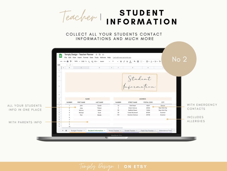 Teacher Digital Planner Bundle, Teaching Tracker, Excel Spreadsheet ...