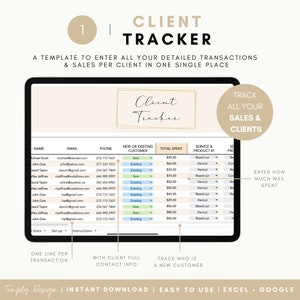 Barber Shop Client Tracker Template, Excel & Google Sheet, Client ...