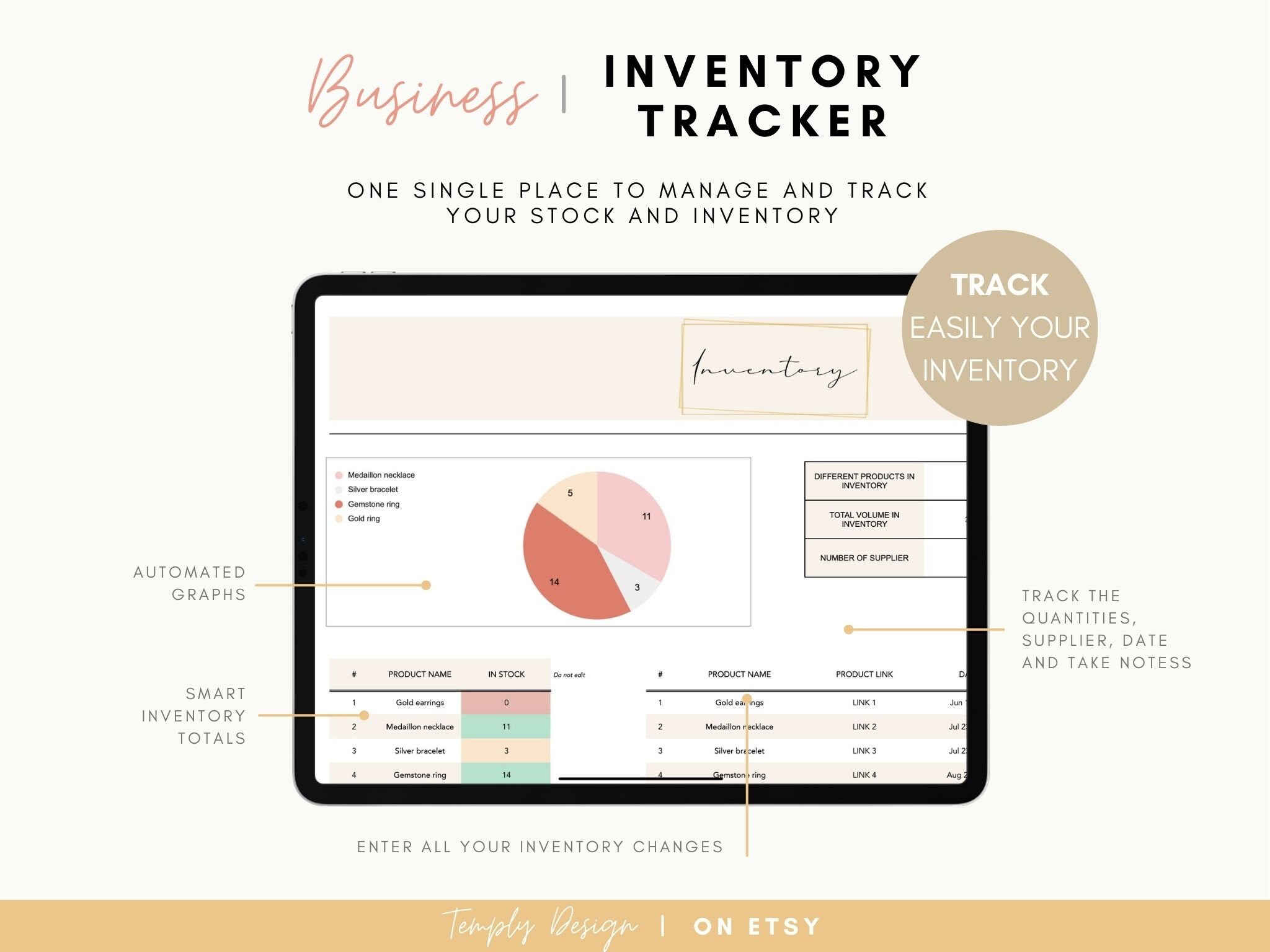 Business Inventory Tracker Excel and Google Spreadsheets - Etsy
