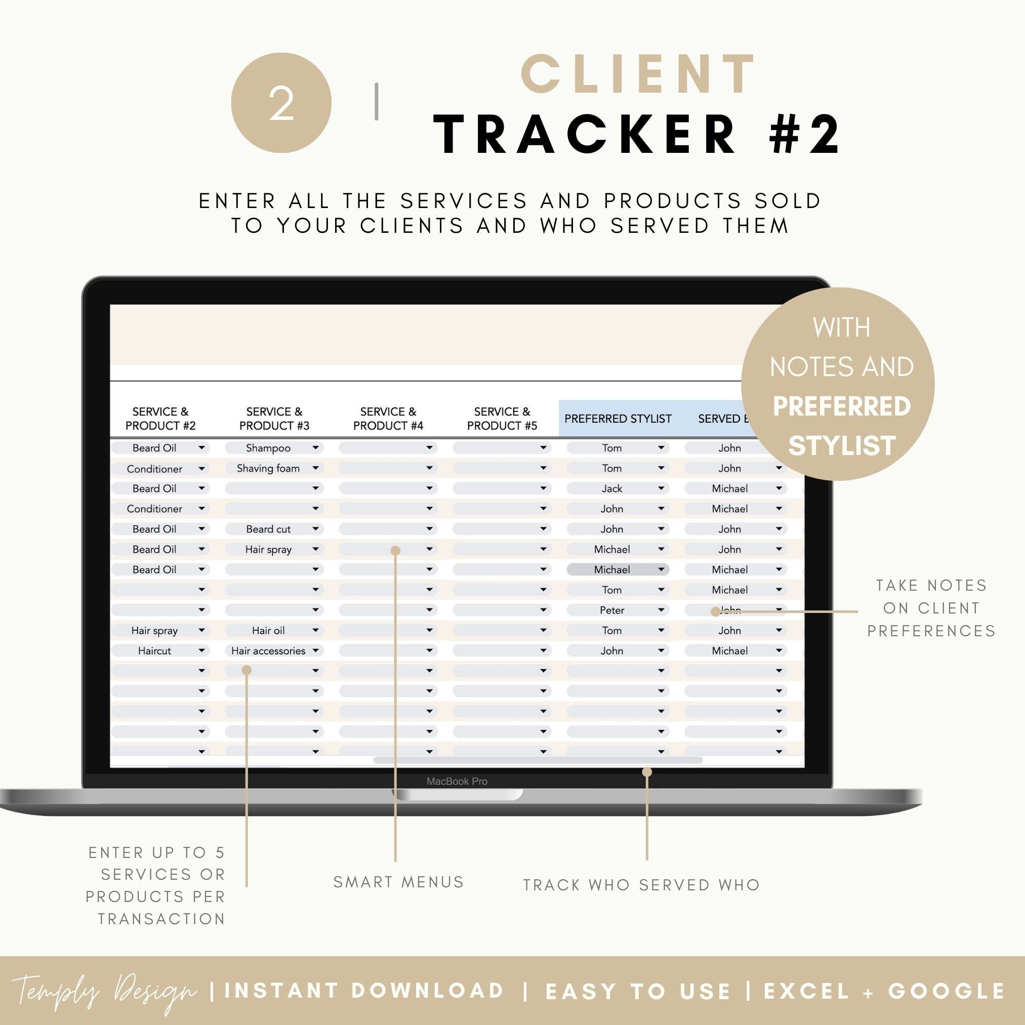 Barber Shop Client Tracker Template, Excel & Google Sheet, Client ...