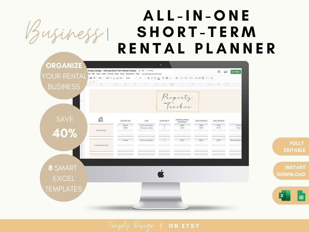 All-in-one Short Term Rental Bundle, Excel and Google Digital ...