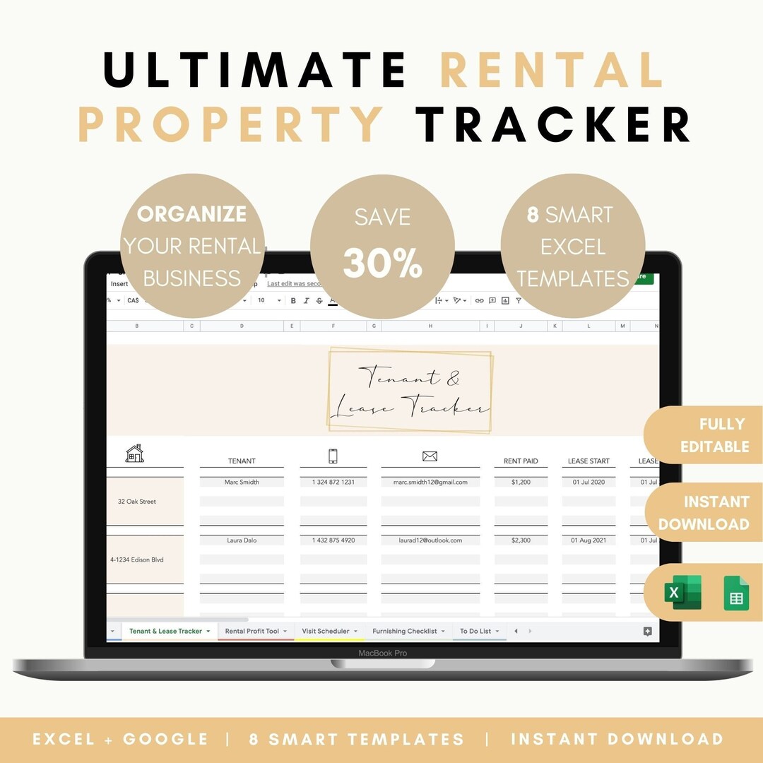 Ultimate Rental Property Trackers, Excel and Google Bundles, Landlord ...