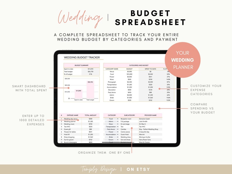 Wedding Budget Spreadsheets, Wedding Planner in Excel and Google Sheets ...