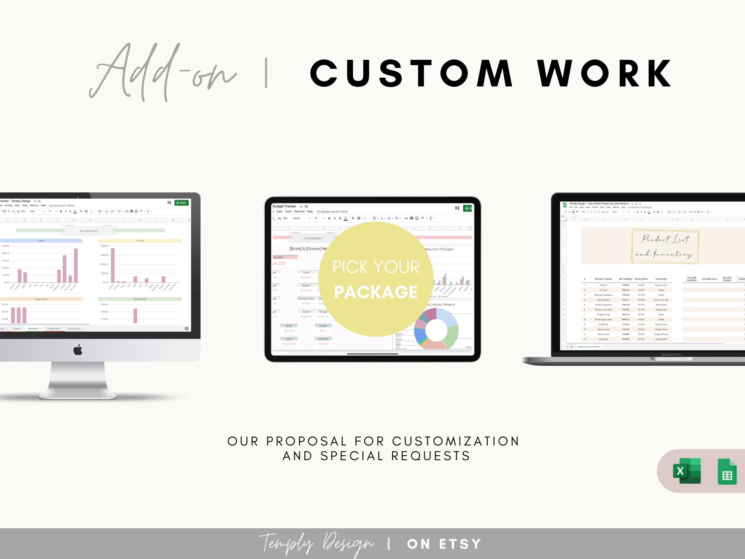 Custom Work and Special Requests, Editable Excel Spreadsheet, Google ...