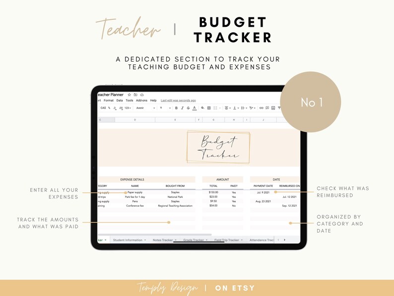Teacher Digital Planner Bundle, Teaching Tracker, Excel Spreadsheet ...