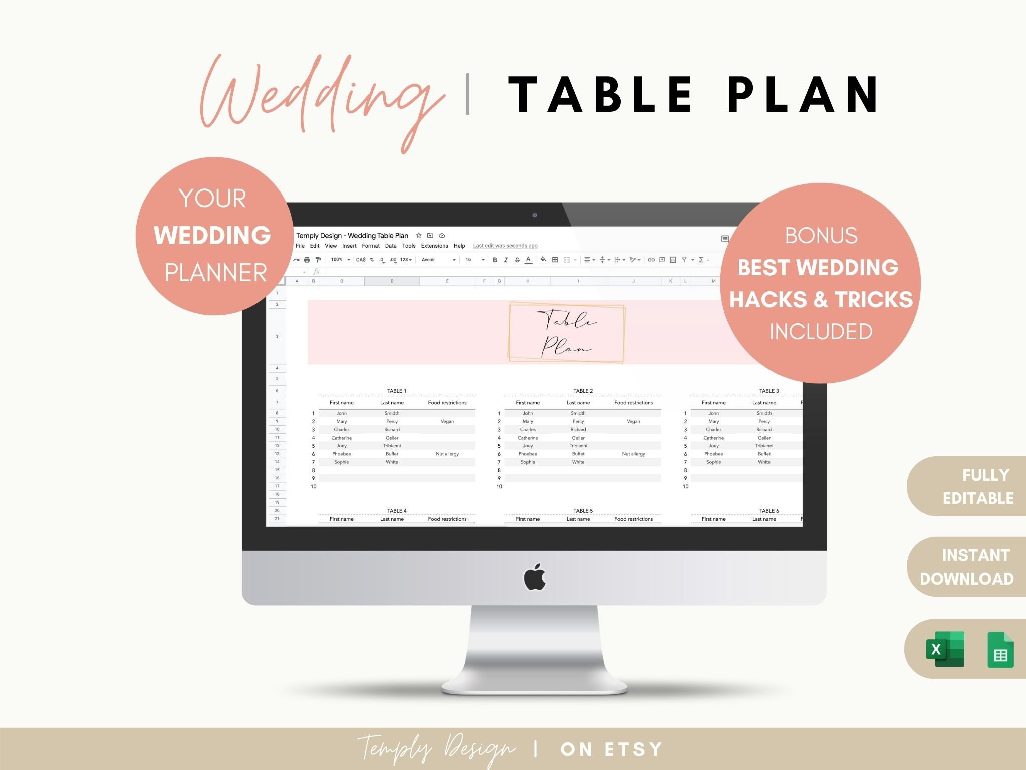 Wedding Seating Plan Template Excel
