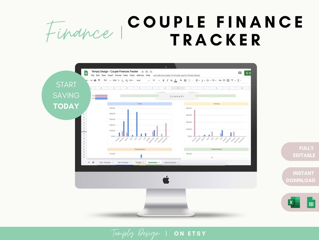 Couple Finances Tracker, Monthly Budget, Expenses Tracker, Finances ...