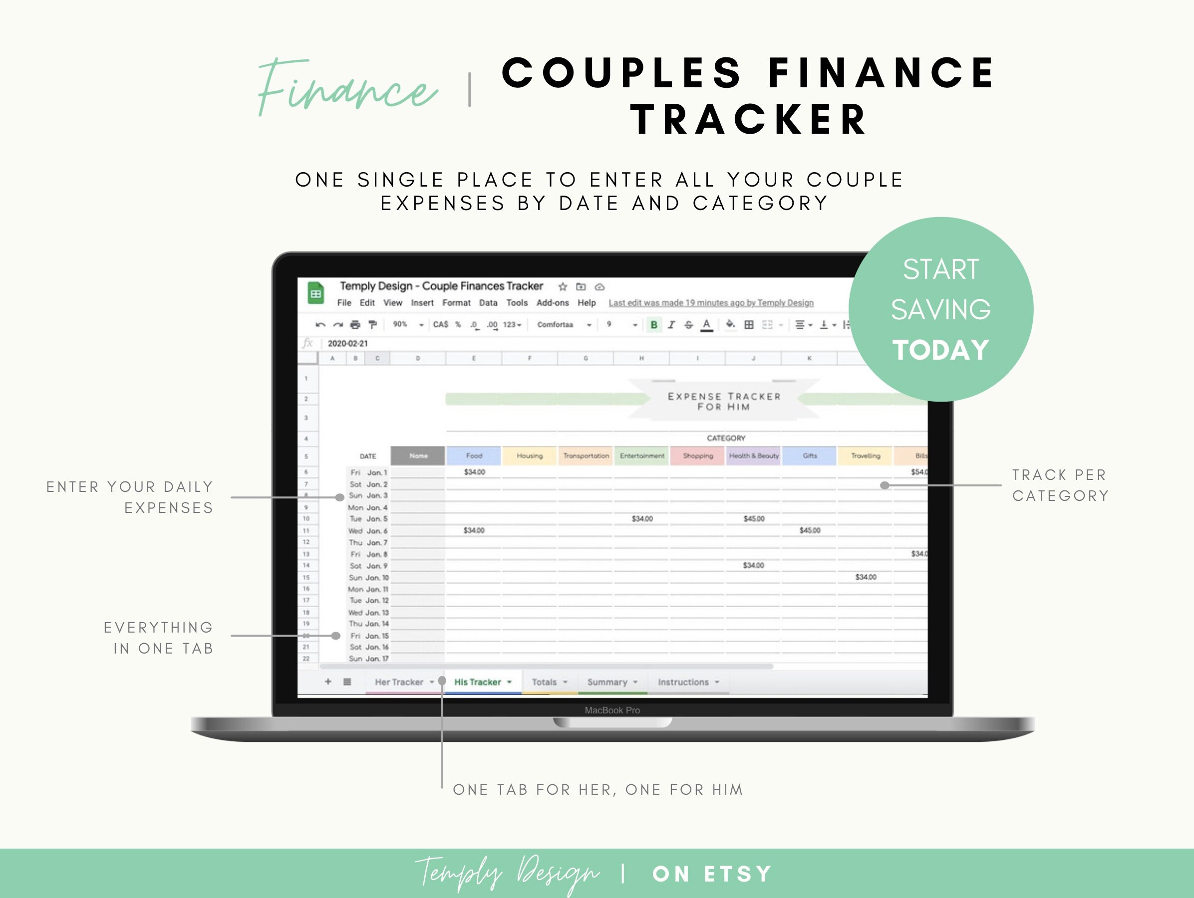 Couple Finances Tracker Monthly Budget Expenses Tracker - Etsy