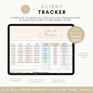 Hair Salon Client Tracker Template, Excel & Google Spreadsheets, Client ...