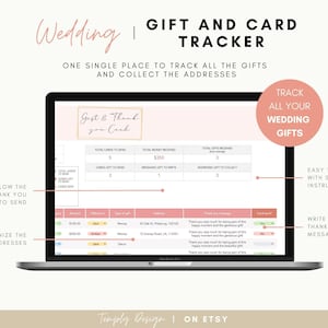 Wedding Gift and Thank You Card Tracker, Wedding Registry, DIY Wedding ...