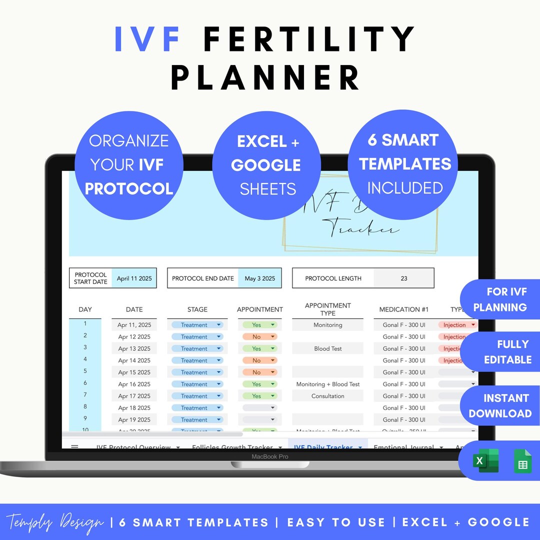IVF Fertility Planner Bundle Tracker, Online Journal for in Vitro ...