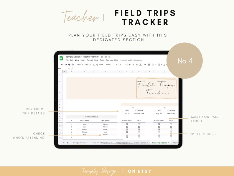 Teacher Digital Planner Bundle, Teaching Tracker, Excel Spreadsheet ...