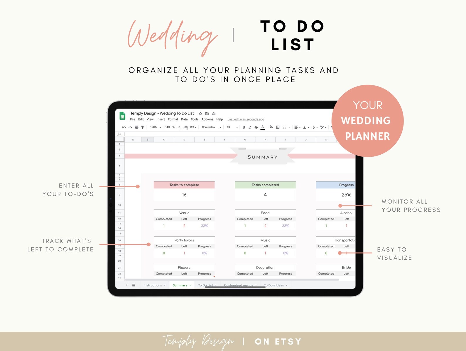 Wedding to Do List, Wedding Tasks Planner, Wedding Organizer, Wedding ...