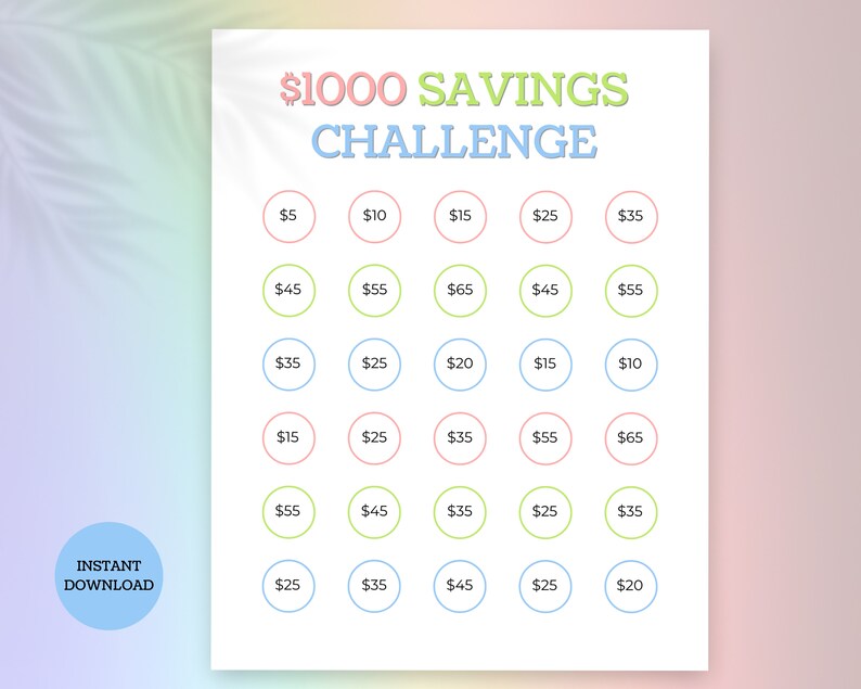 1K Savings Challenge, Savings Tracker, Money Challenge, 100 Envelopes ...