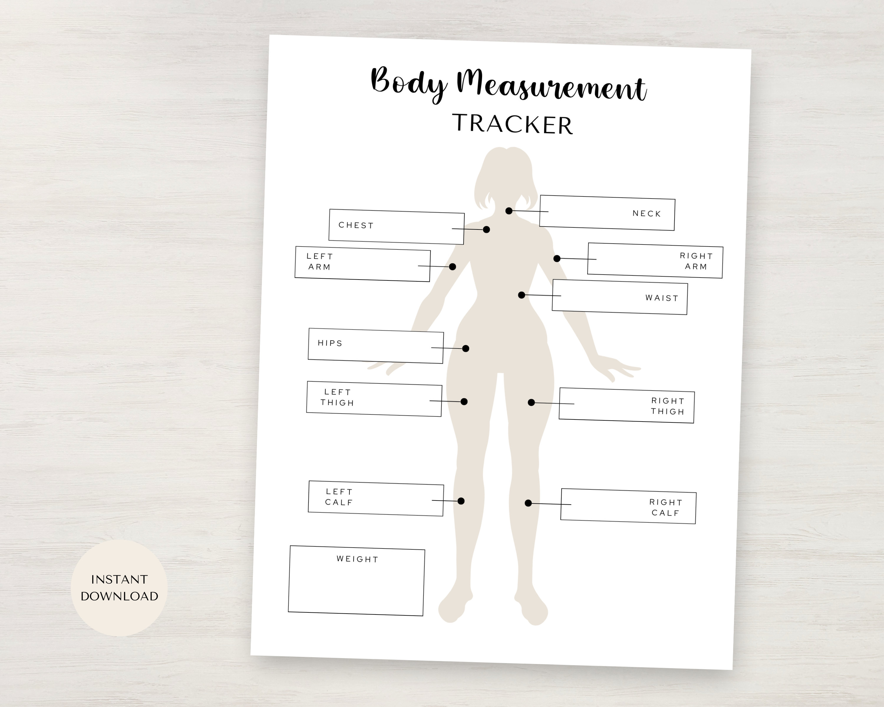 Body Measurements Tracker, Printable Body Measurement Chart, Weight ...