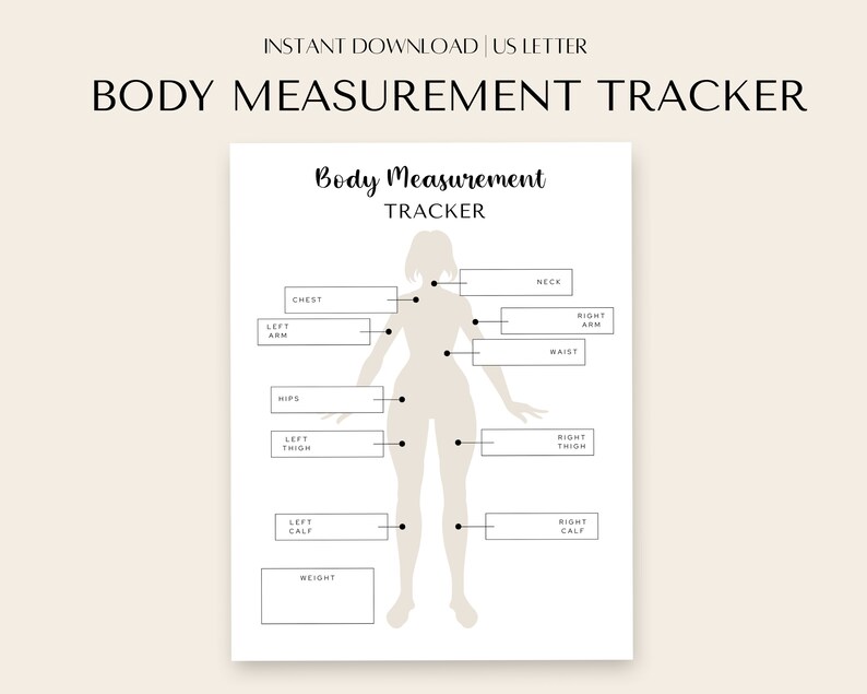 Body Measurements Tracker, Printable Body Measurement Chart, Weight ...