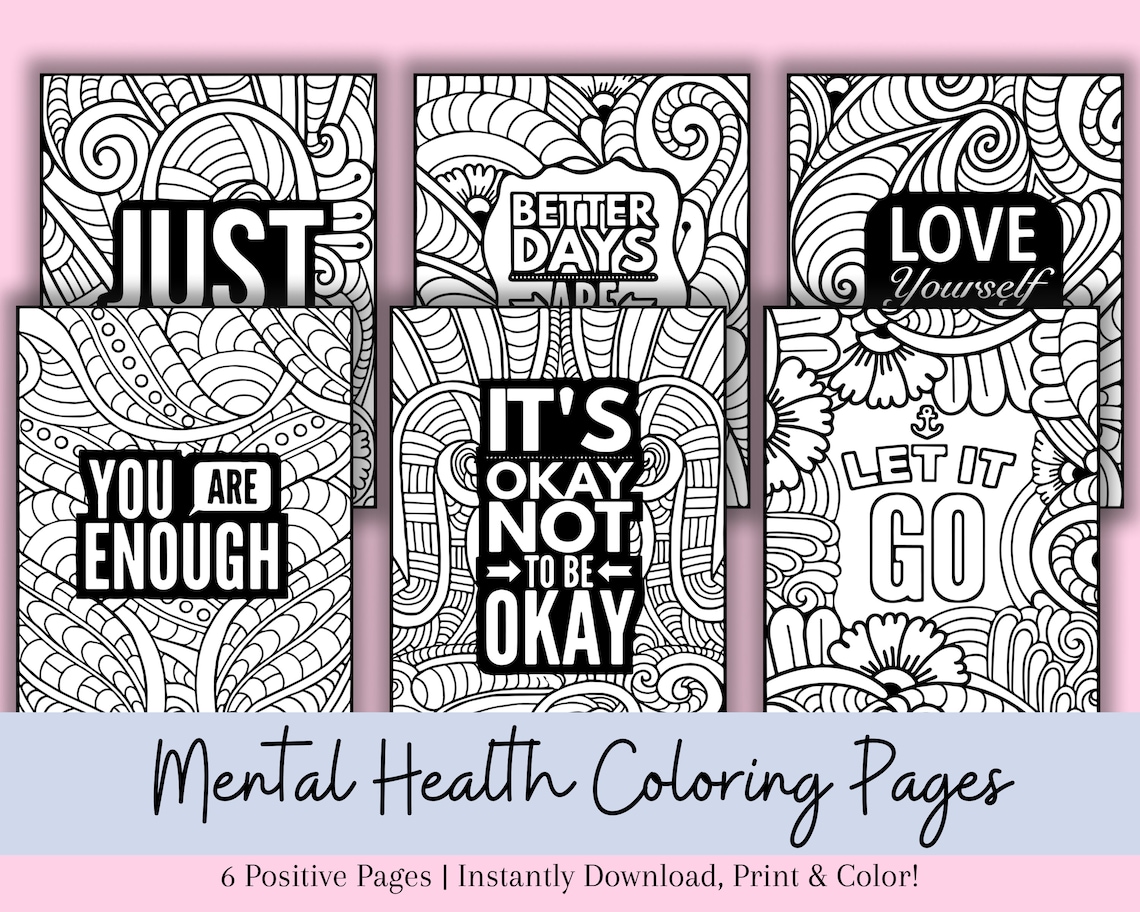 Mental Health Coloring Pages, Anxiety Coloring Pages, Anti-stress ...