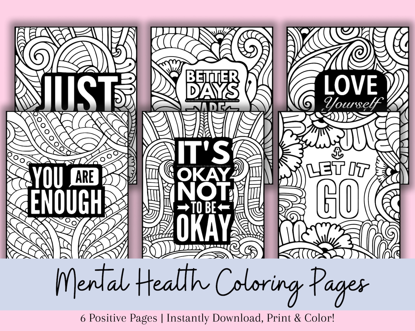 Mental Health Coloring Pages, Anxiety Coloring Pages, Anti-stress ...