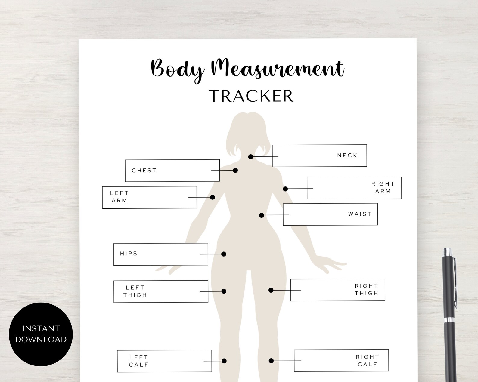Body Measurements Tracker, Printable Body Measurement Chart, Weight ...