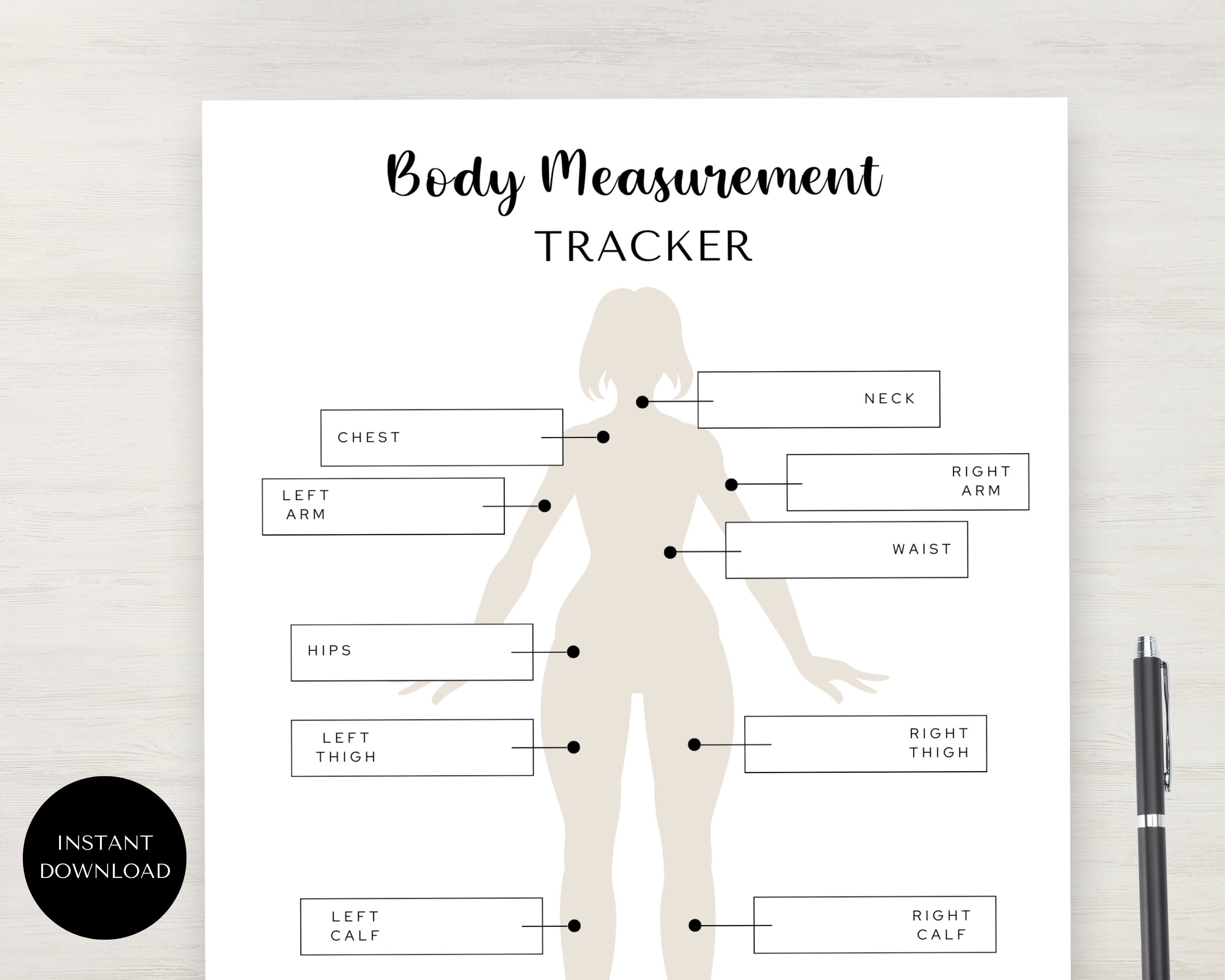 Body Measurements Tracker, Printable Body Measurement Chart, Weight ...