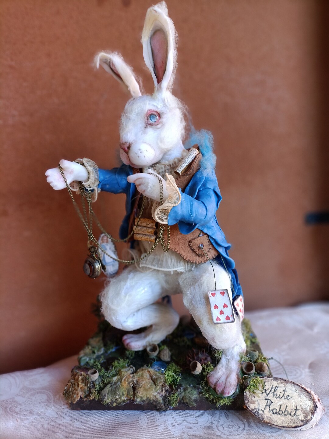 White Rabbit,alice in the Wonderland Characters,ooak White Rabbit,one ...