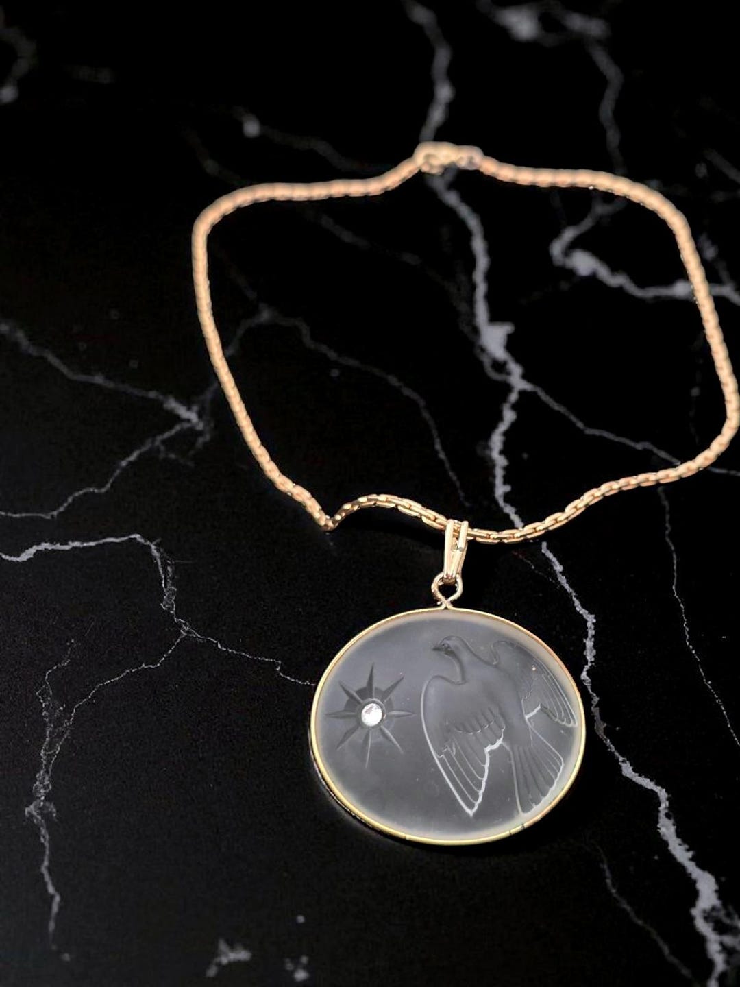 Lalique Dove & Star Pendant - Nina Ricci Vintage Statement Piece - Etsy