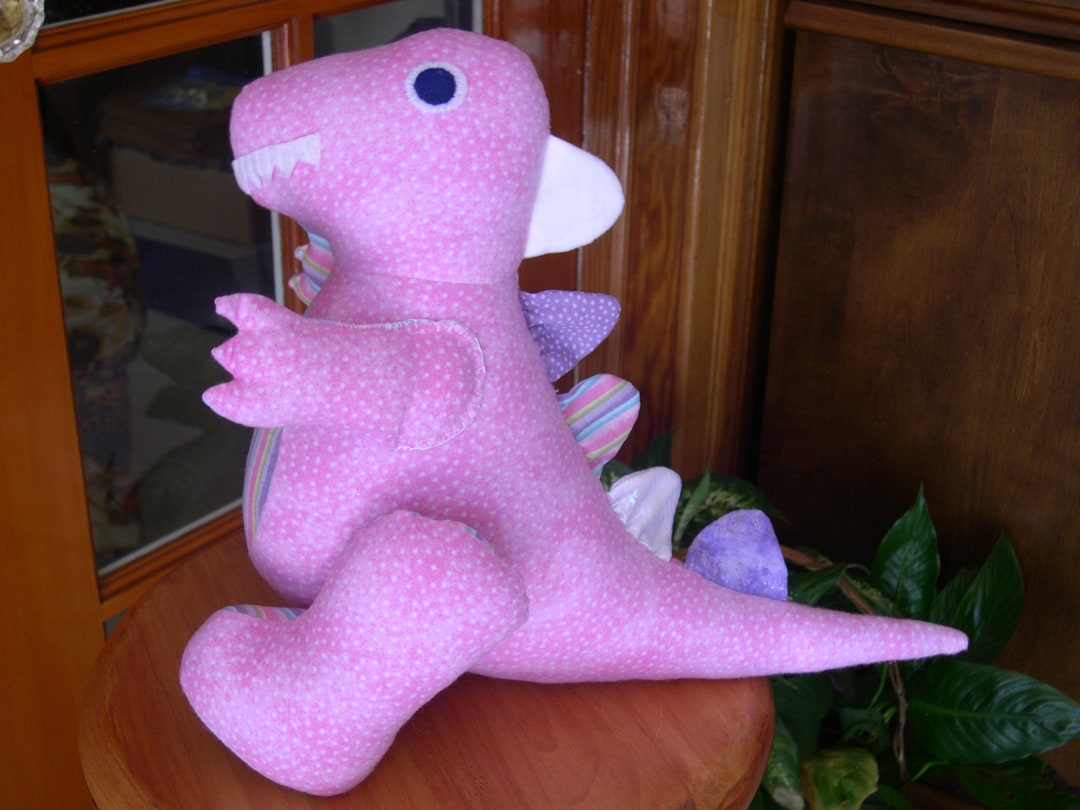 Handmade Pink Dinosaur Plushie Toy, Stuffed Animal, Birthday Present ...