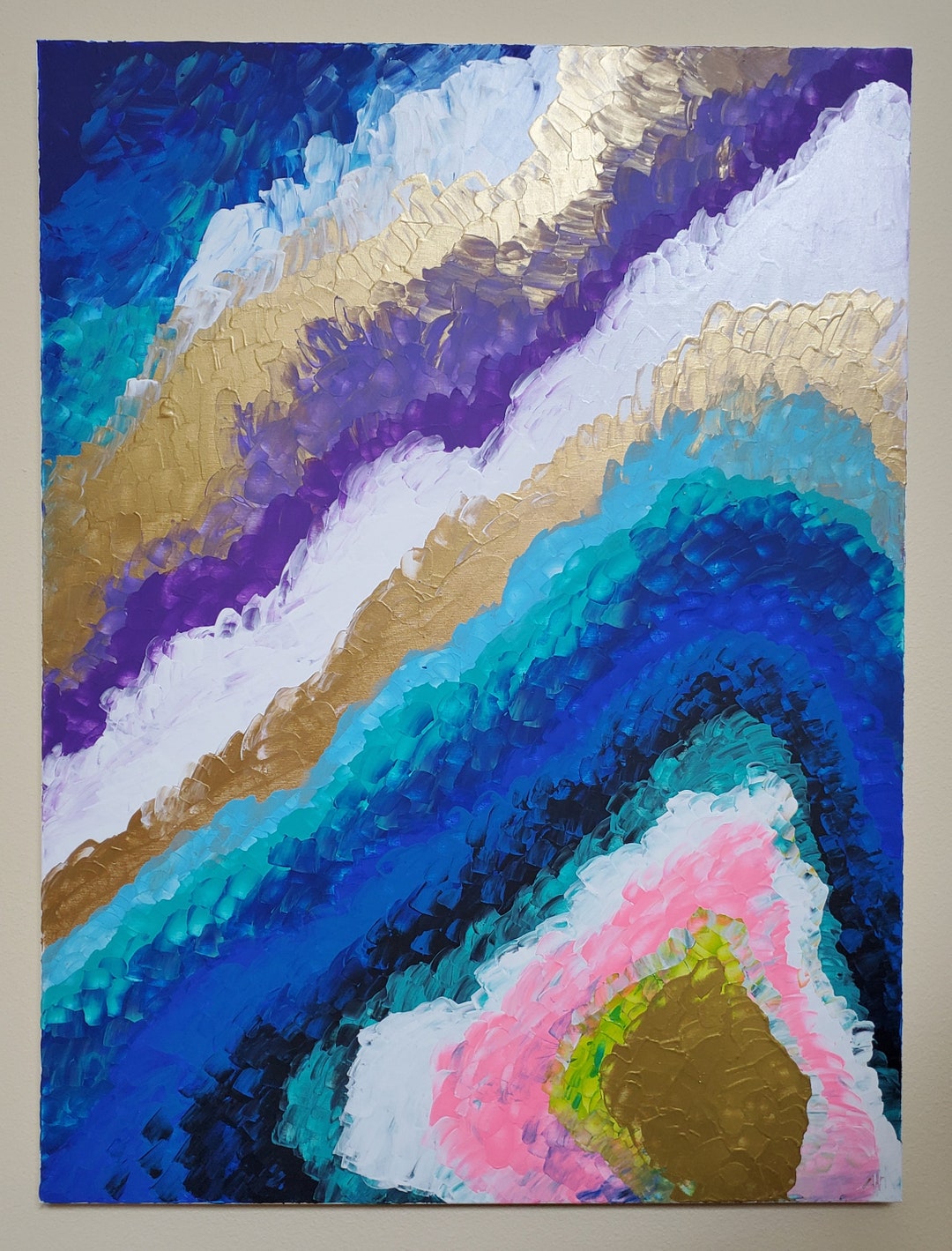 GLAMOUROUS GEODE, Acrylic Painting, Abstract on Stretched Canvas ...