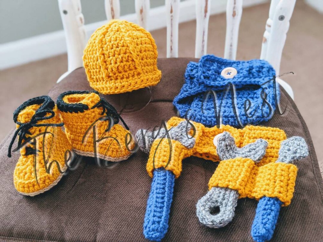 Crocheted Construction Worker Set - Etsy