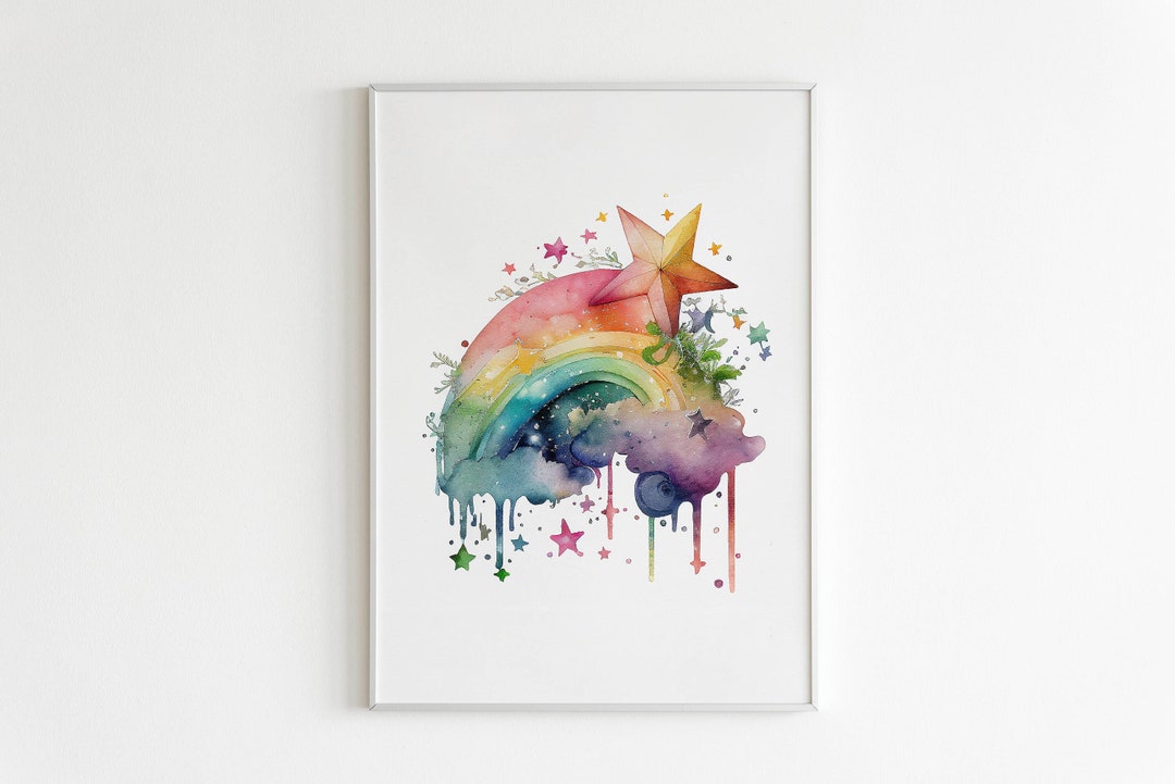 Watercolor Rainbow Digital Download Wall Art - High Resolution Wall ...