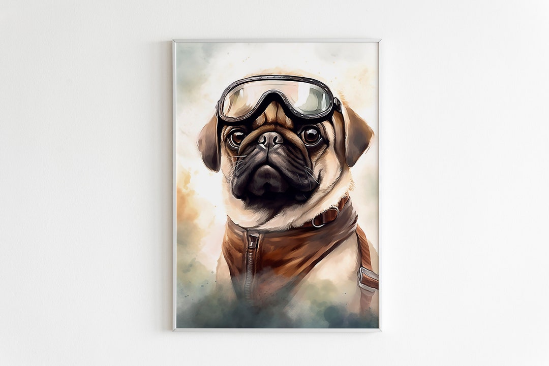 Pug Printable Wall Art for Animal Lovers, Nursery Wall Decor ...