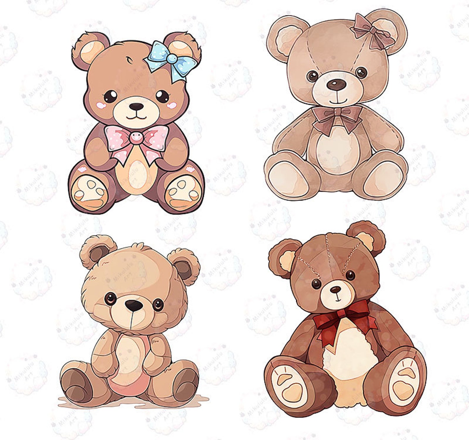 8 Teddy Bear Clipart, PNG, Digital Crafting, Paper Crafts, Cute Clipart ...