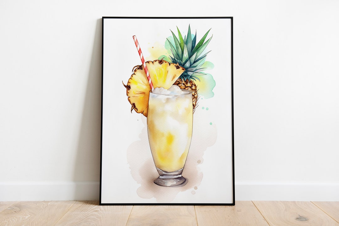 Pina Colada Cocktail Digital Download, Printable Cocktail Art ...