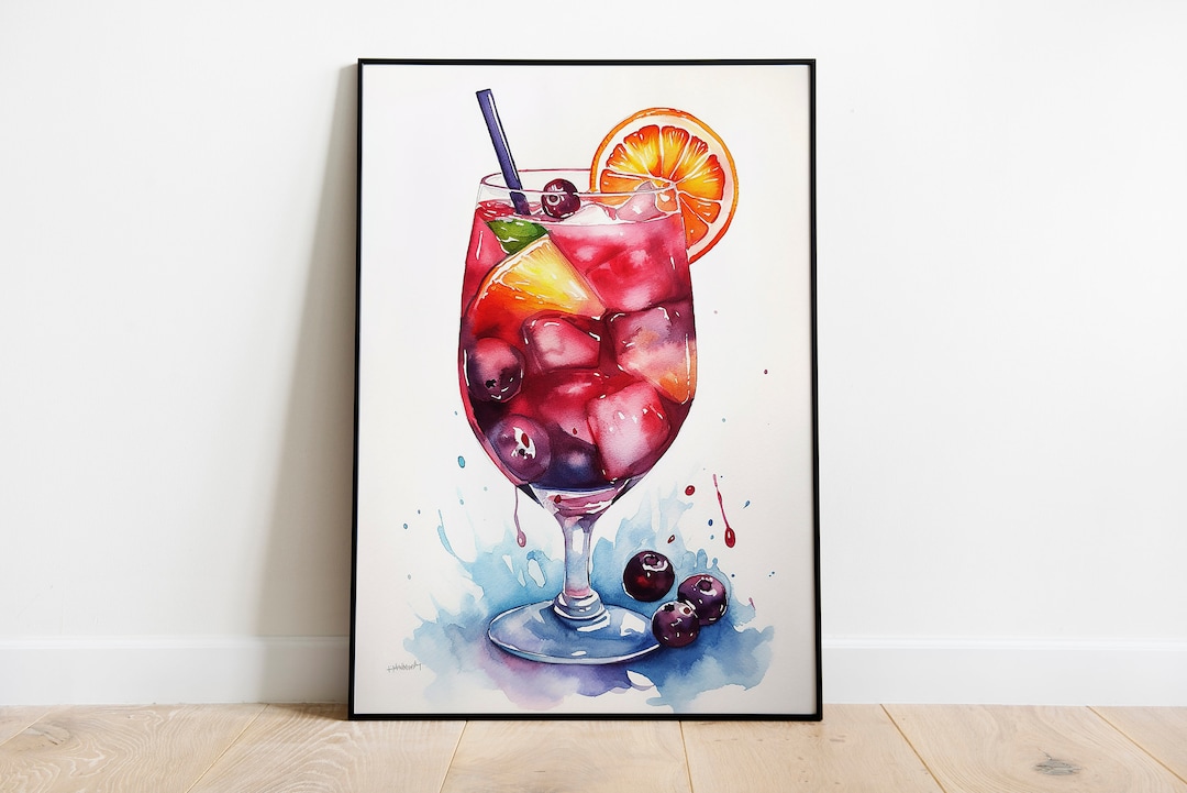 Sangria Cocktail Digital Download, Printable Cocktail Art, Signature ...