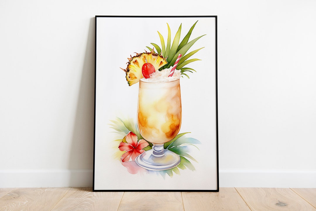 Pina Colada Cocktail Digital Download, Printable Cocktail Art ...