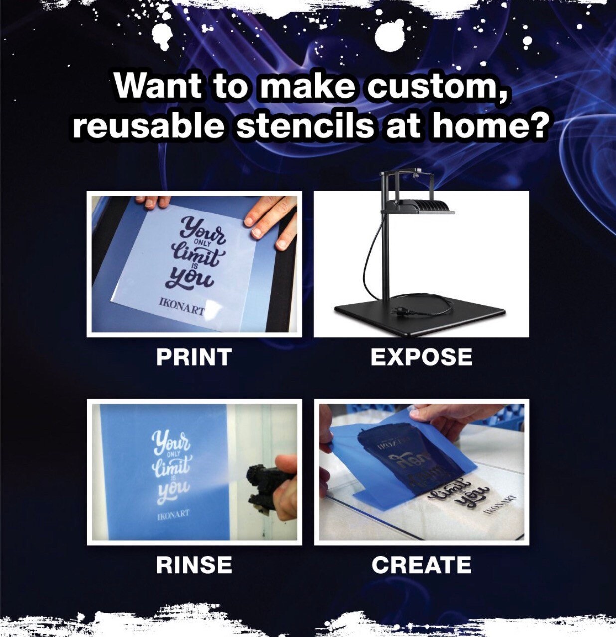 Ikonart Custom Reusable Adhesive Stencil Kit 3.0 DIY Silk Screen ...