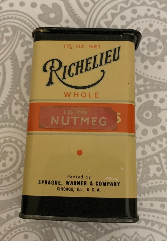 Vintage Tin Richelieu Nutmeg Tin Packed by Famous Wholesale | Etsy