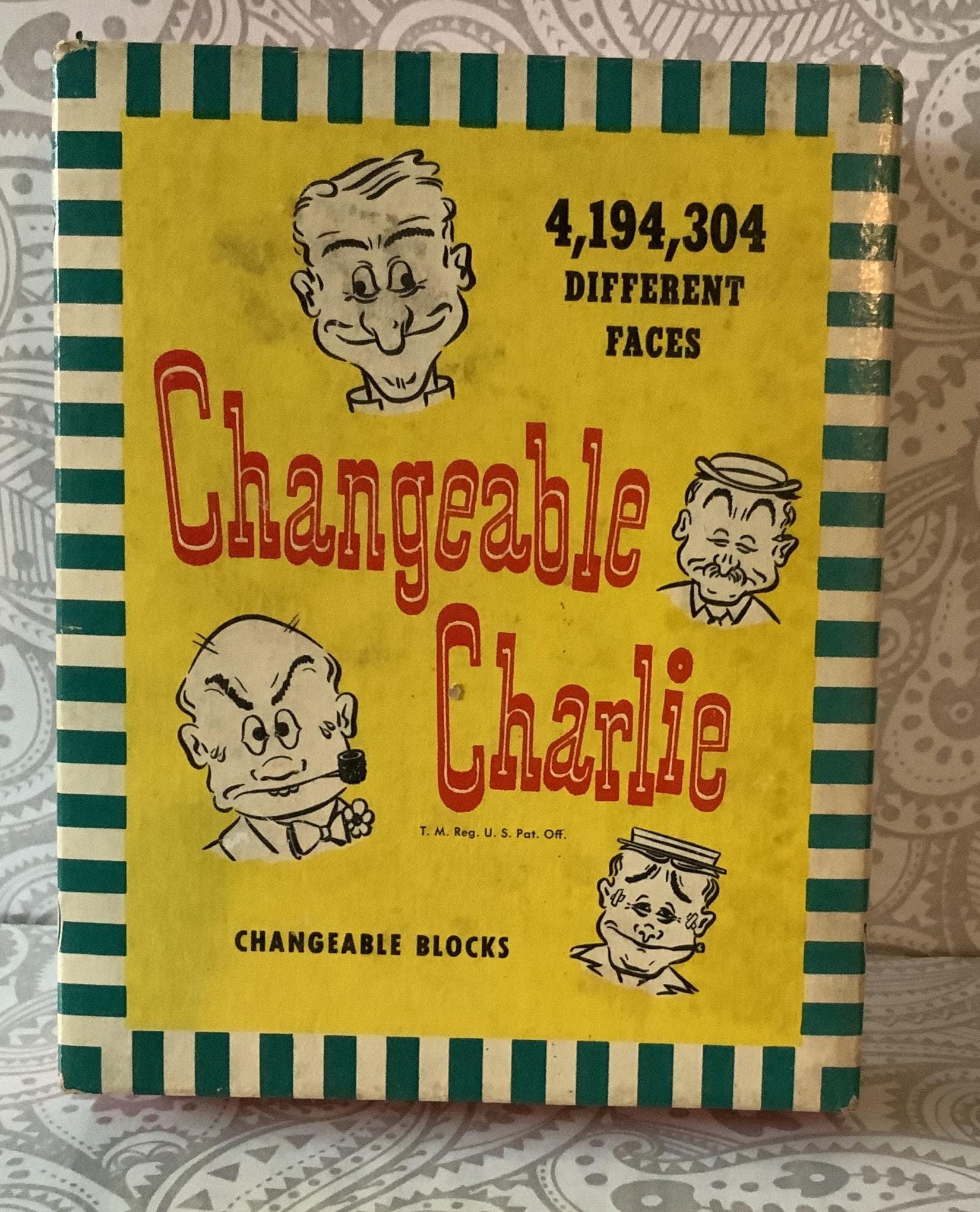 Vintage 1948 Changeable Charlie Blocks Toy Gaston Manufacturing in Box ...