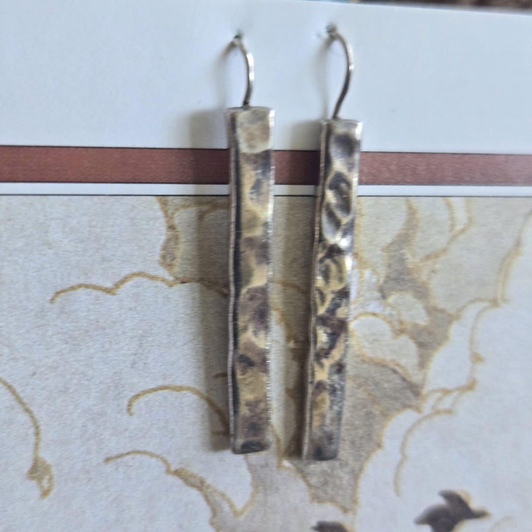 Vintage Brutalist 925 Silver Bar Earrings, Handmade Mexican Design - Etsy