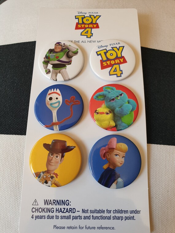 Adorable Disney Pixar Toy Story 4 Button Badges 6 Pin… - Gem