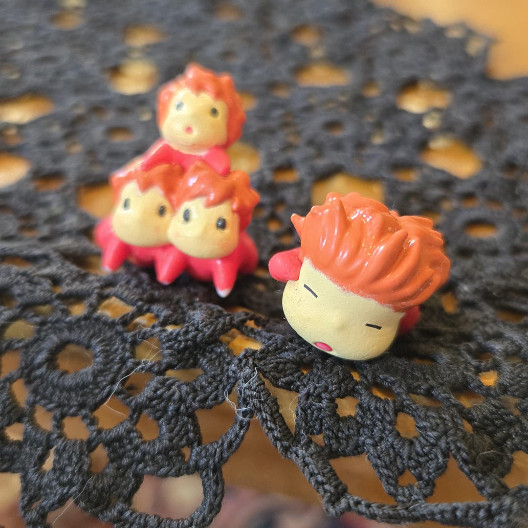Vintage 2000s Ponyo Miniature Figurines Collectible Sleepy Ponyo and ...