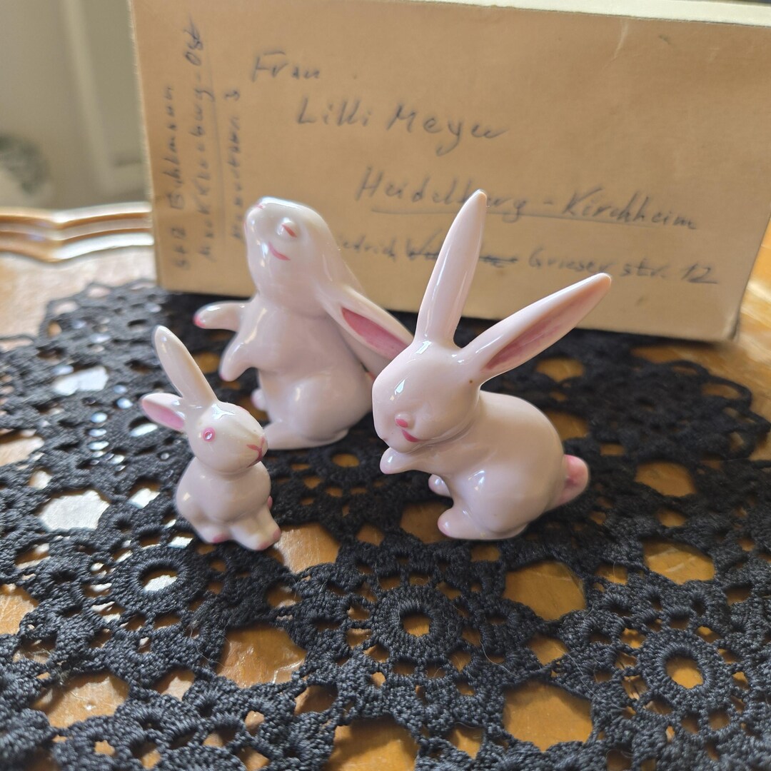 Gorgeous Rare Art Deco Bunny Figurines 3 Rabbits Metzler and Ortloff ...