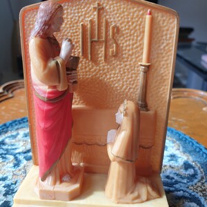 Vintage Jesus Christ Giving Communion to Praying Child Plastic Statue ...