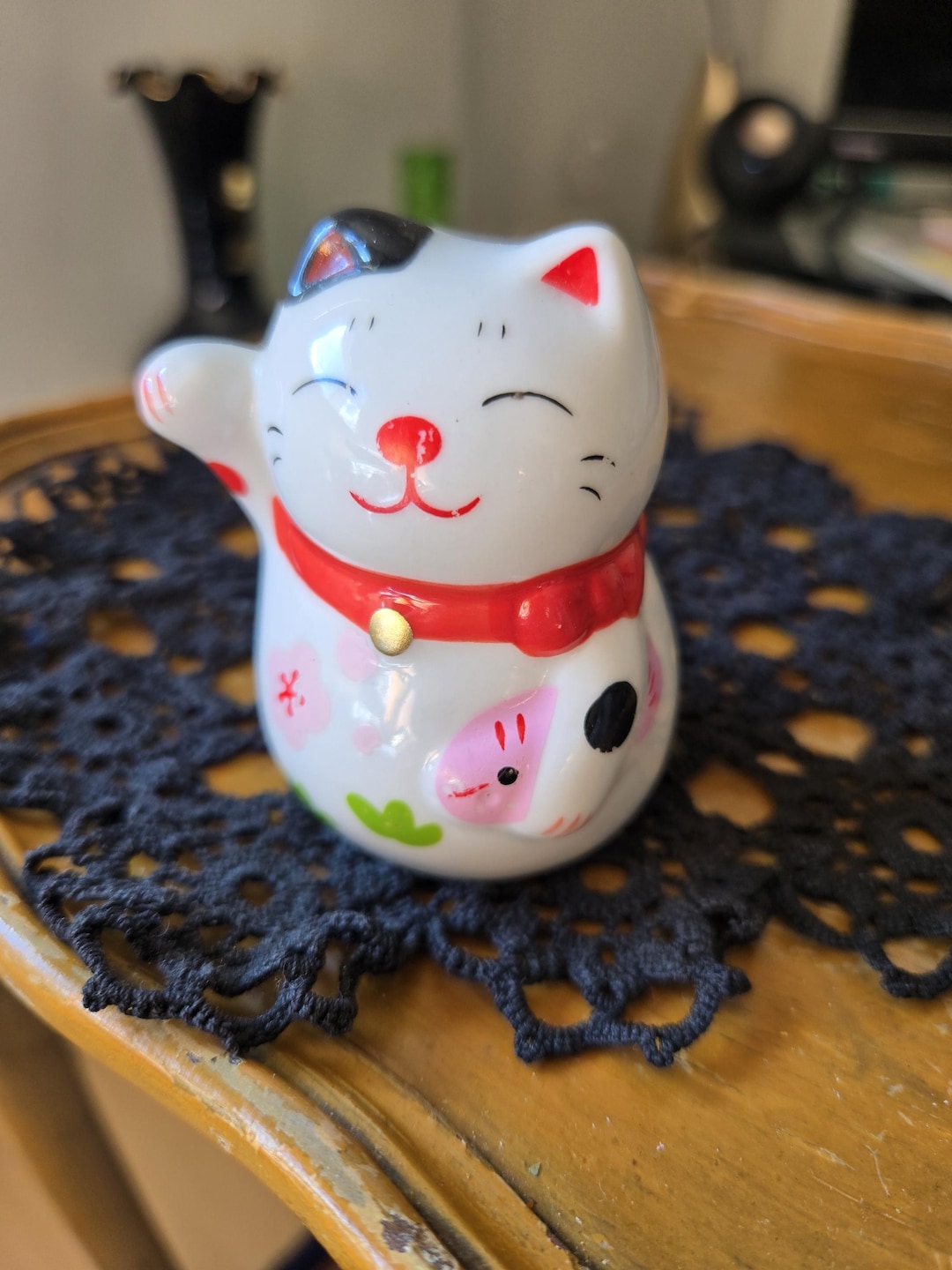 Cute Ceramic Maneki Neko Lucky Cat Figurine Japan Ceramic Cat Good Luck ...