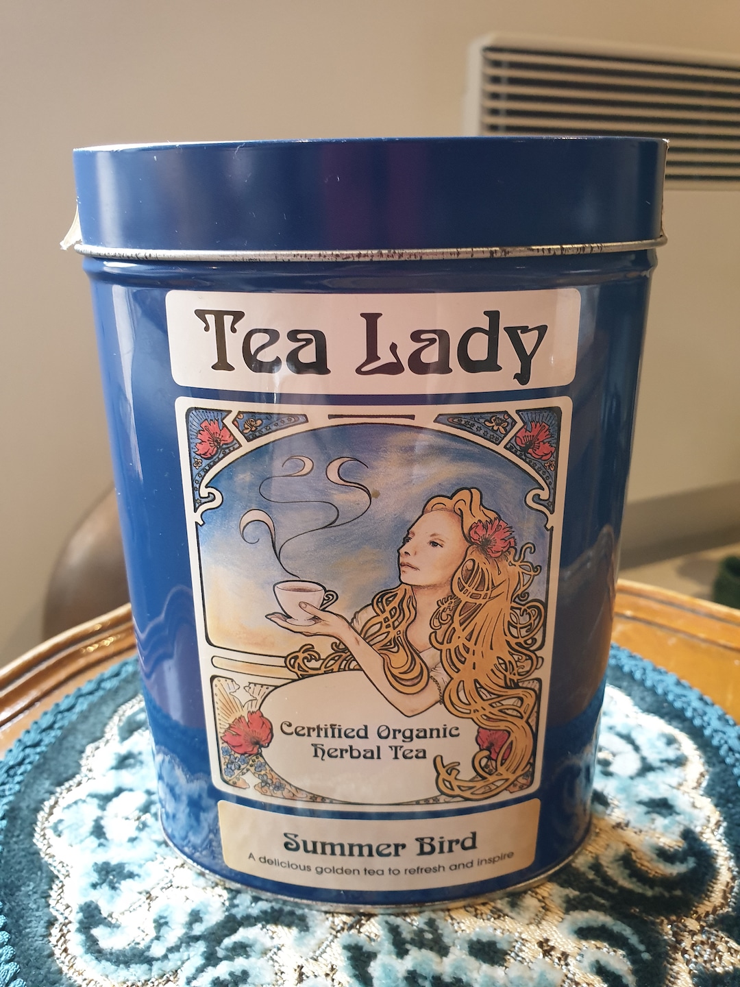 Gorgeous Vintage Tea Tin Tea Lady Tin Lovely Art Nouveau Style Tin Rare ...