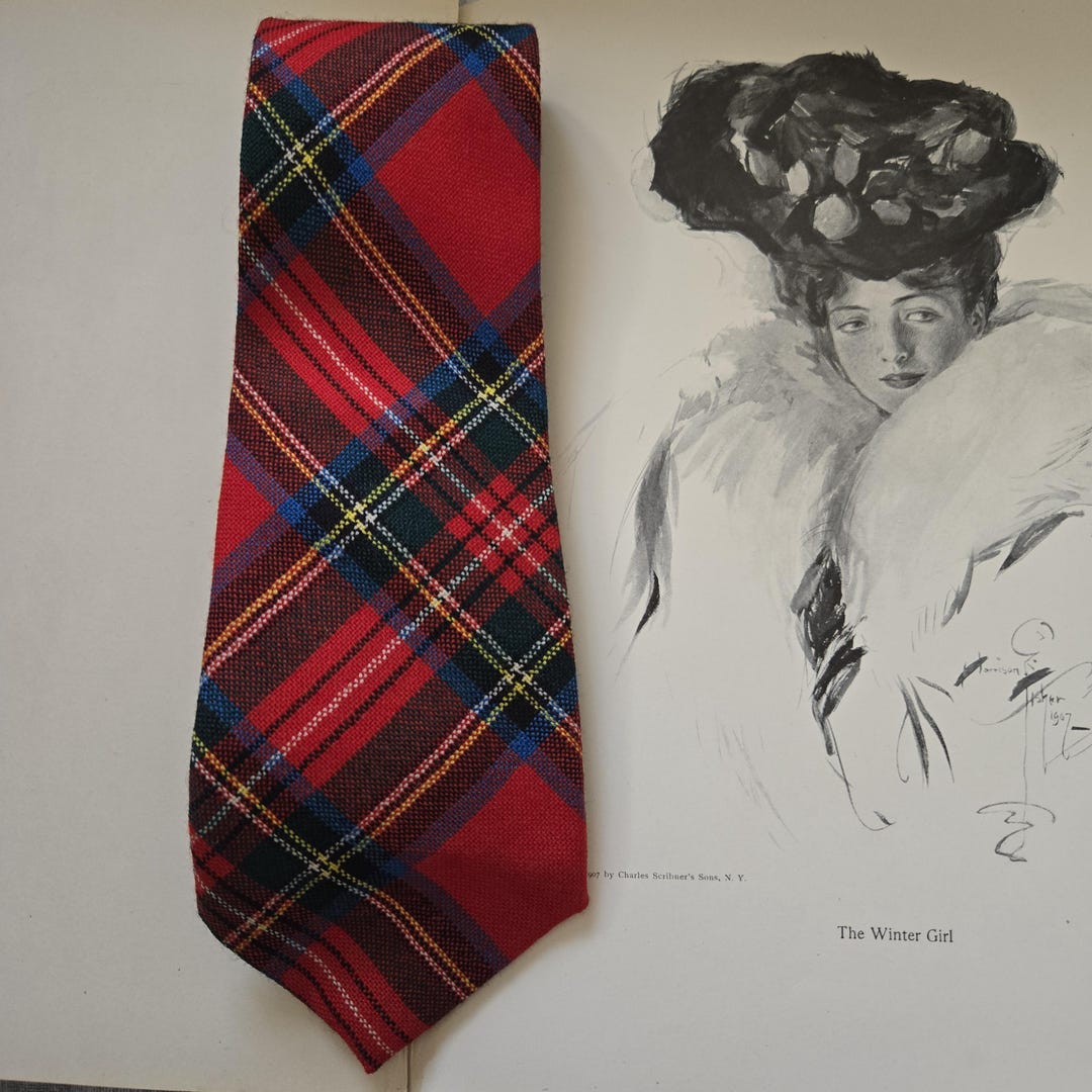 Fantastic Vintage Scottish Tie Men Red Tartan Tie New Wool Made in ...