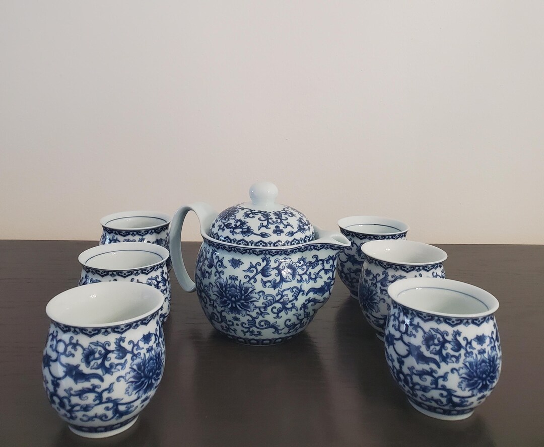 Chinese, Ceramic, Tea Set, Porcelain, Tea Cup, Tea Pot, Set, Lotus ...